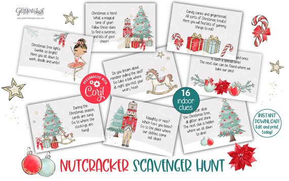 Nutcracker Christmas scavenger hunt cards / Christmas treasure hunt ...