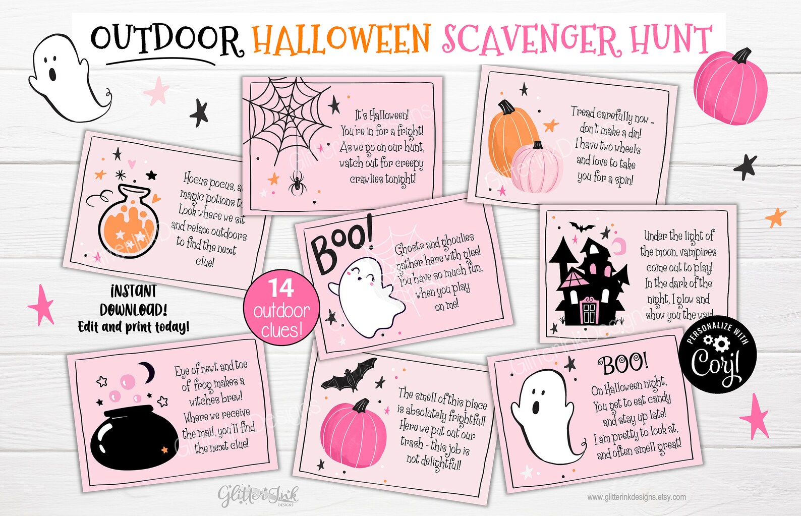 Pink Halloween Outdoor Scavenger Hunt / Kids Halloween Treasure Hunt ...