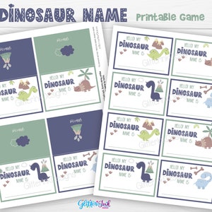 What's Your Dinosaur Name Printable Party Game Sign, Name Tags and ...