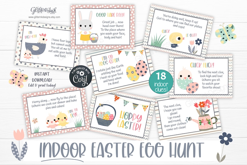 Indoor Easter Scavenger Hunt for Kids / Easter Egg Hunt Clues - Etsy