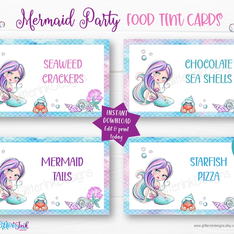 Mermaid Food Tags - Etsy
