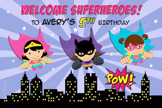 PRINTABLE Superhero backdrop / Superhero wall art / Supergirl party ...