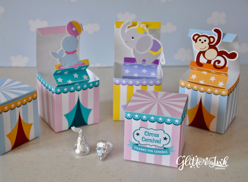 Circus Animal Pop up Jack in the Box Favor Box / Zoo Jungle Safari ...