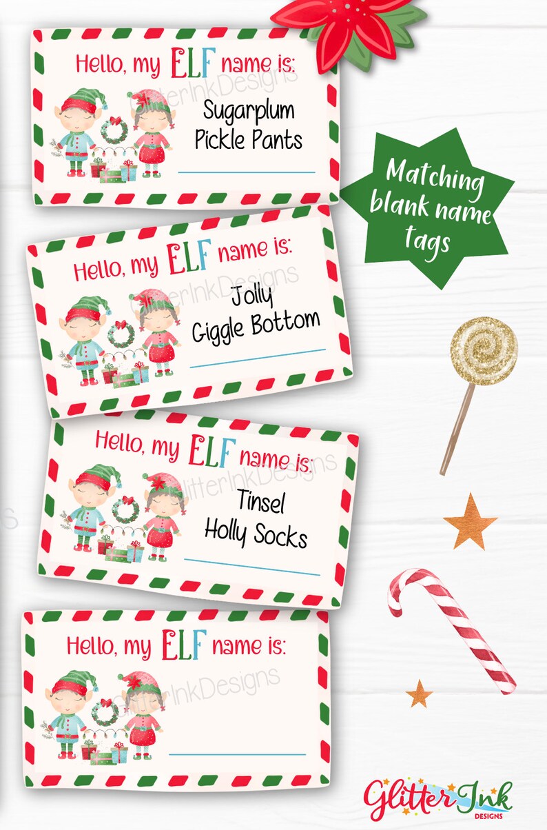 What's Your Elf Name Printable Christmas Games for Kids, Elves Sign ...