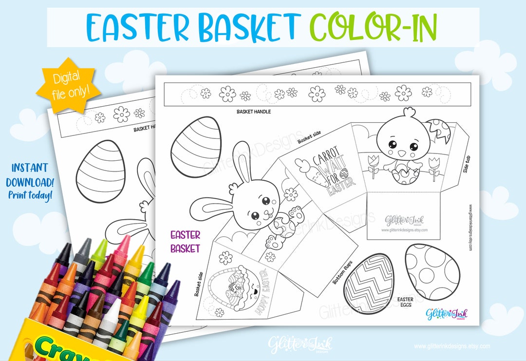 Mini Easter Basket Coloring Page / Easter Chick and Easter Bunny ...