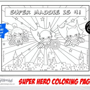 Super Hero Party Coloring Page / Flying Super Heroes Colouring Activity ...