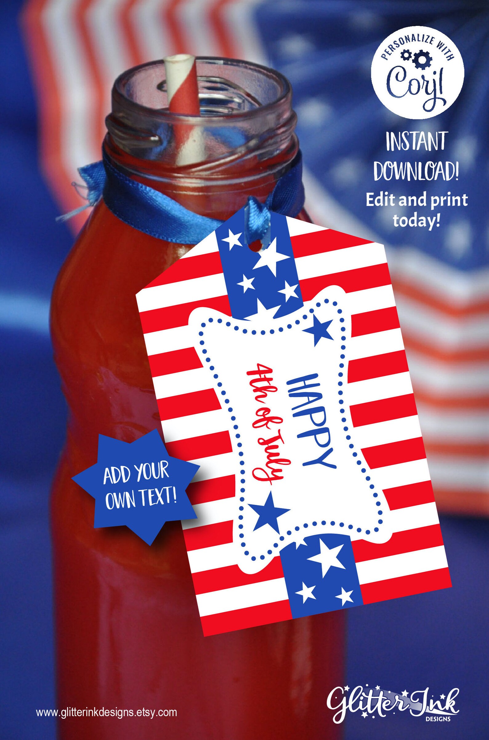 4th of July Favor Tags / Fourth of July Patriotic Party Stars | Etsy