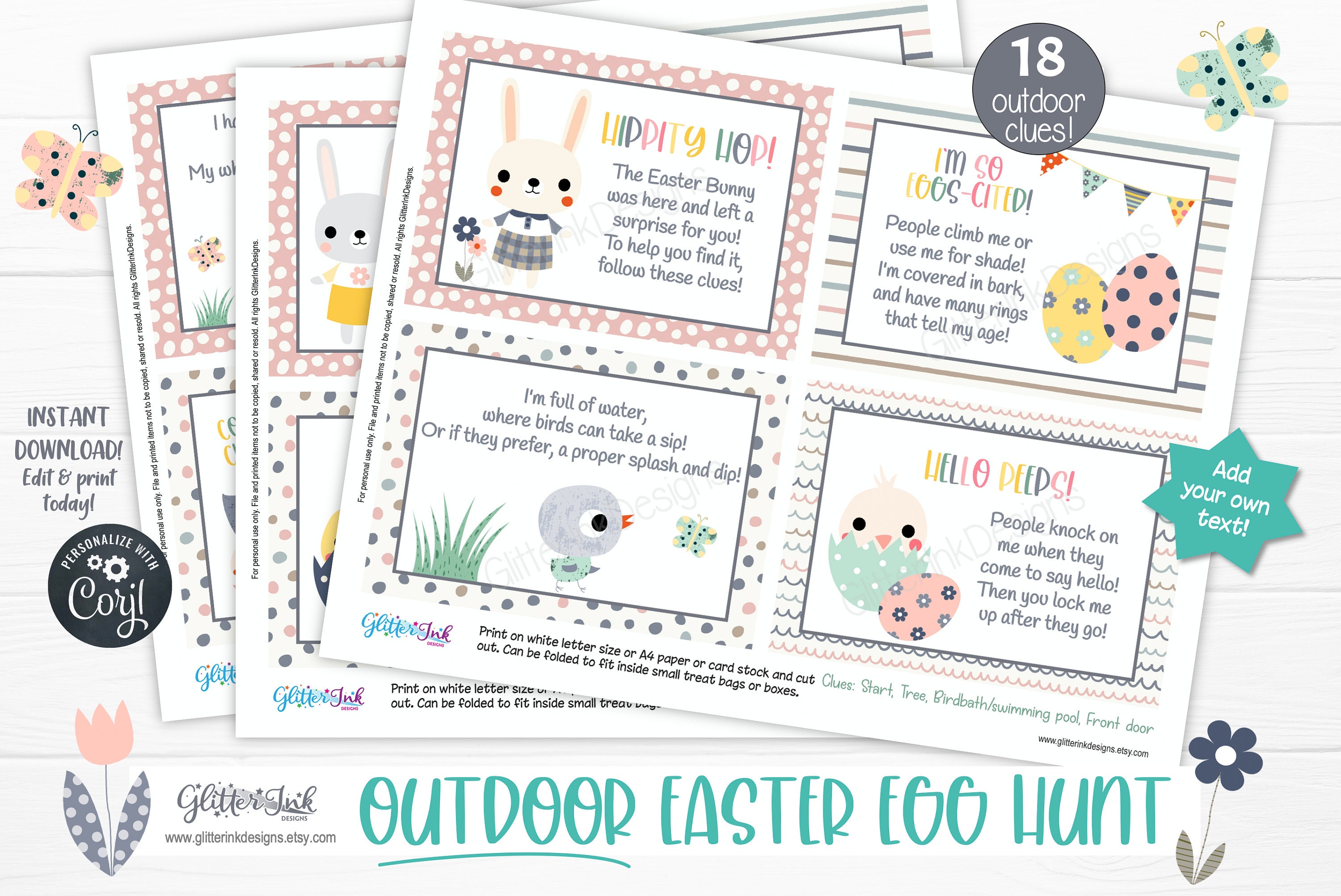 Outdoor Easter Scavenger Hunt for Kids / Easter Egg Hunt Clues Editable ...