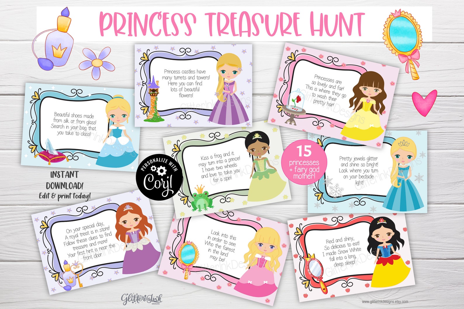 Fairytale Princess Printable Scavenger Hunt Clue Cards for Kids ...