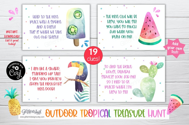 Toucan Flamingo Summer Scavenger Hunt Printable, Pineapple Watermelon ...