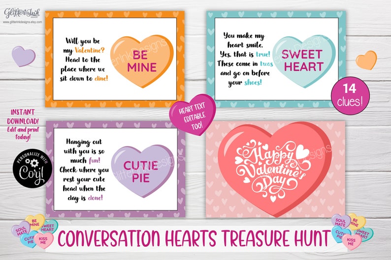Valentine's Day Conversation Hearts Scavenger Hunt / - Etsy