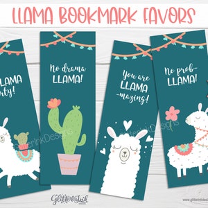 Llama Party Bookmark Favor / Llama Party Favors / Llama Birthday Thank ...
