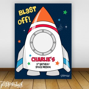 Outer Space Party Photo Booth Frame / Rocket Printable Party Prop ...