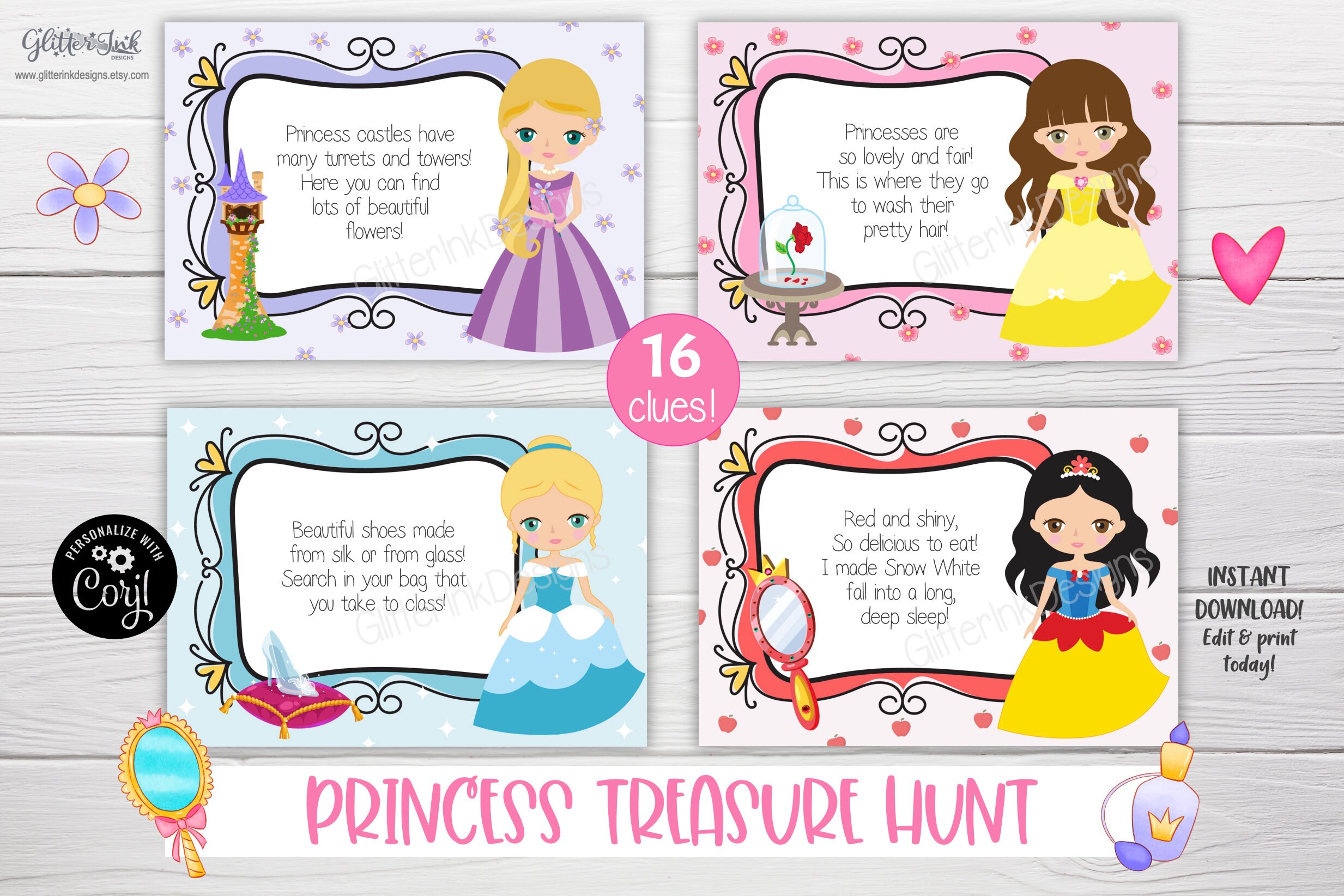 Fairytale Princess Printable Scavenger Hunt Clue Cards for Kids ...