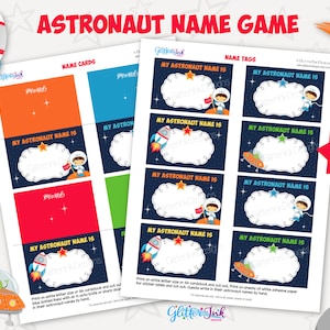 Boy Astronaut Name Game / Printable Outer Space Party Game / Rocket ...