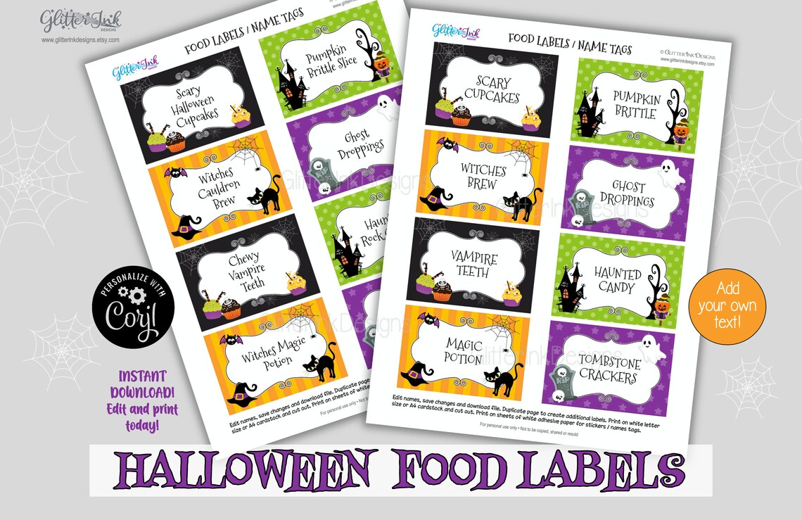 Halloween Party Food Tent Cards / Halloween Printable Treat | Etsy