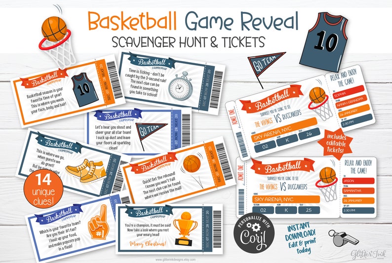 Surprise Basketball Game Reveal Scavenger Hunt and Printable - Etsy