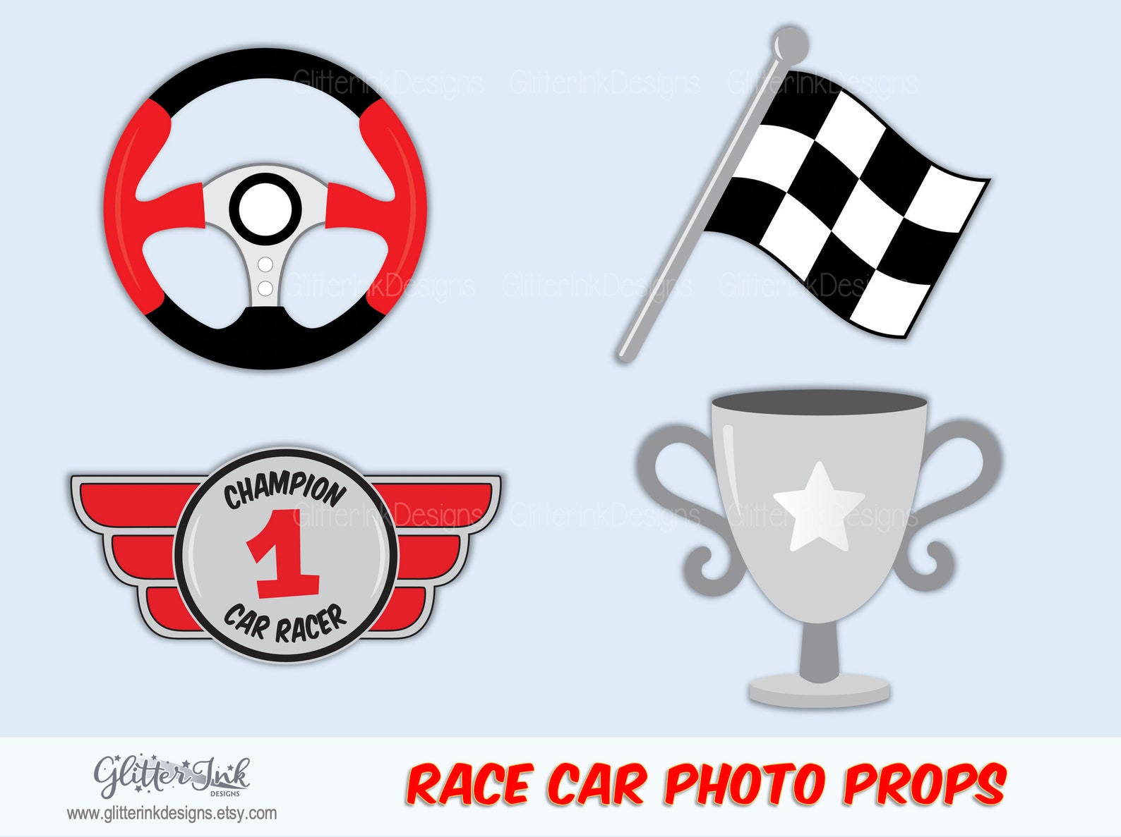 Race Car Party Photo Booth Props / Racing Car Birthday Car Photo Booth ...