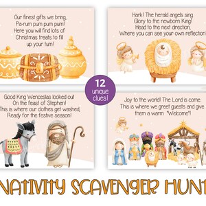 Nativity Scene Christmas Scavenger Hunt Clue Cards, Printable Treasure ...