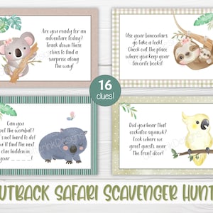 Jungle Safari Animal Scavenger Hunt Clue Cards / Australian Outback ...