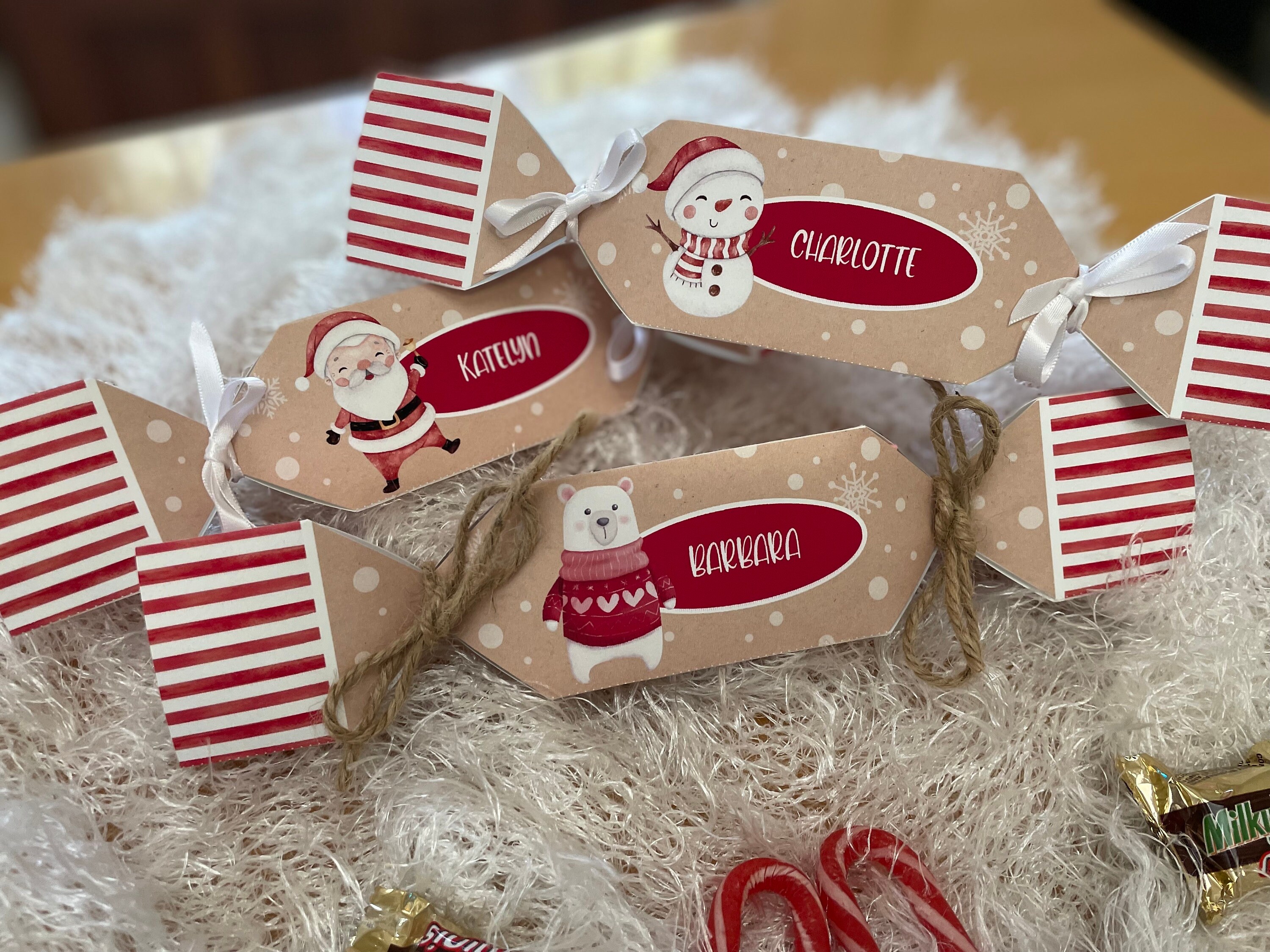 Christmas Cracker Printable Bon Bon Gift Boxes, Personalized Kraft ...