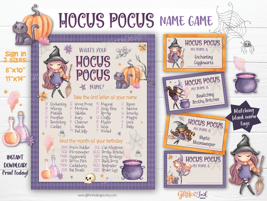 What's Your Hocus Pocus Witch Name Game / Kids Halloween Games ...