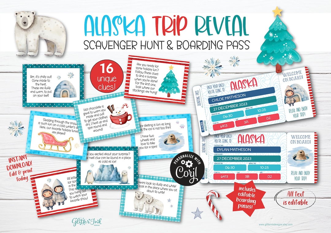 Alaska Surprise Trip Reveal Scavenger Hunt With Boarding Pass ...