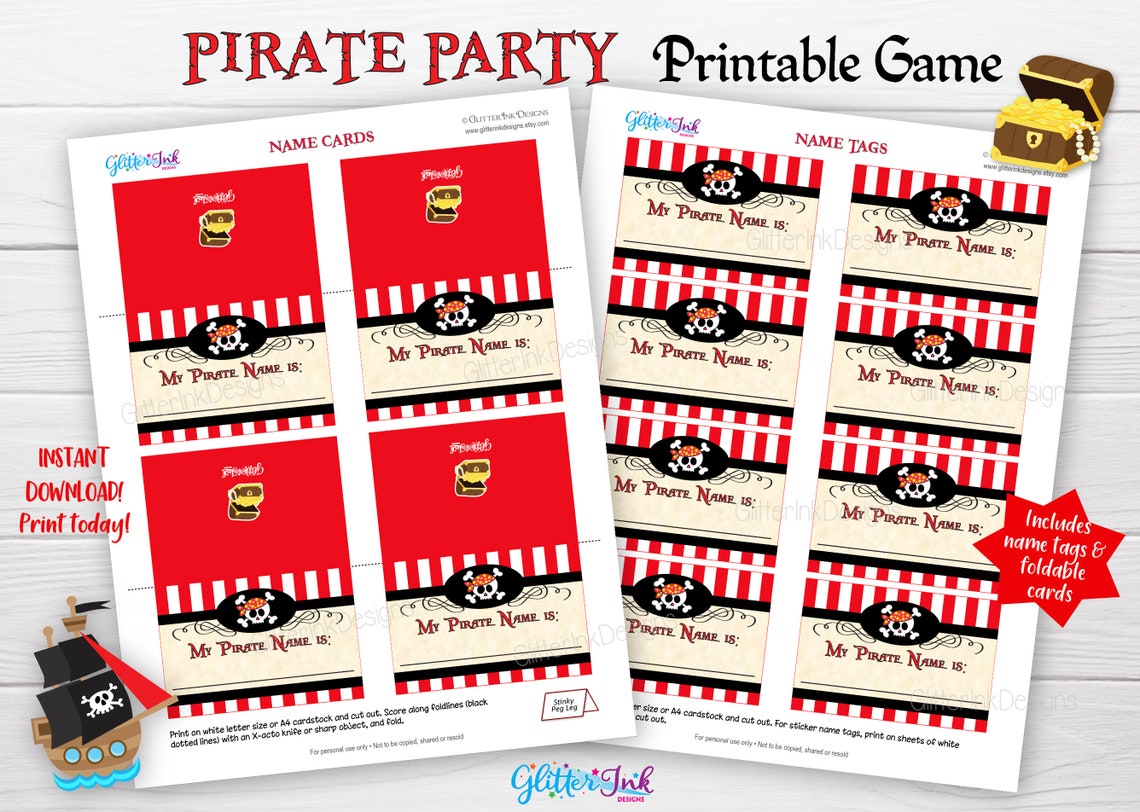 What's Your Pirate Name Printable Party Game, Nickname Generator Sign ...