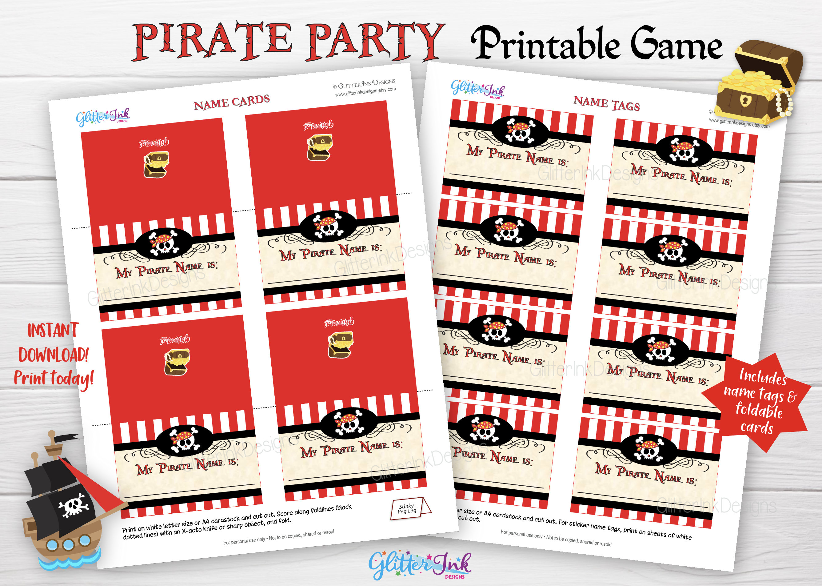 What's Your Pirate Name Printable Party Game, Nickname Generator Sign ...