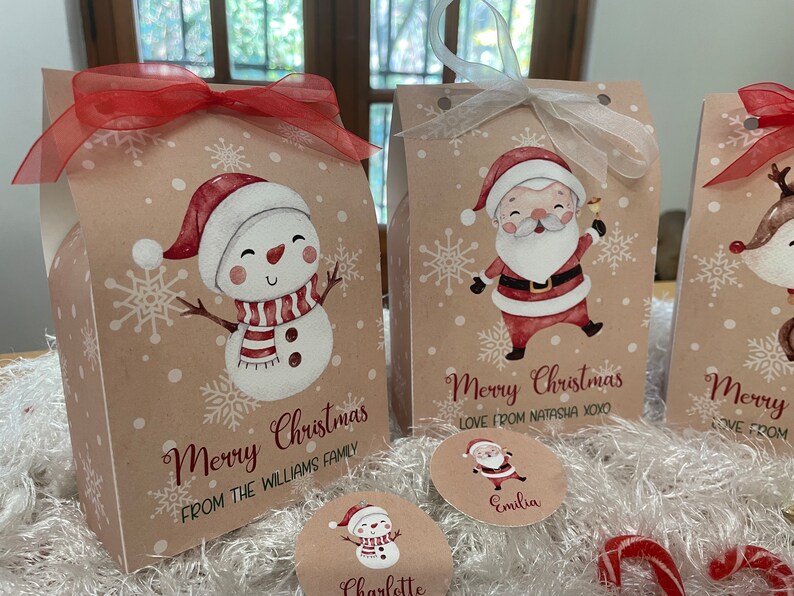 Printable Christmas Gift Box Set, Personalized Gingerbread Favor Boxes ...