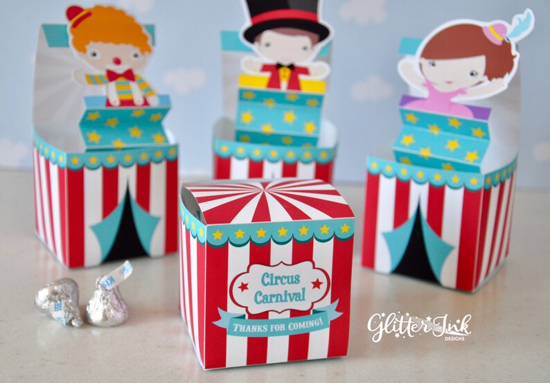 Circus Carnival Kids Pop up Favor Box Jack in the Box PDF Printable ...