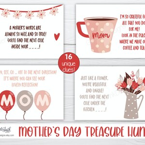 Mother's Day Scavenger Hunt / Happy Mothers Day Treasure Hunt Clues ...