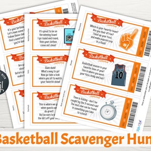 Basketball Scavenger Hunt Clue Cards / Basketball Birthday Kids ...