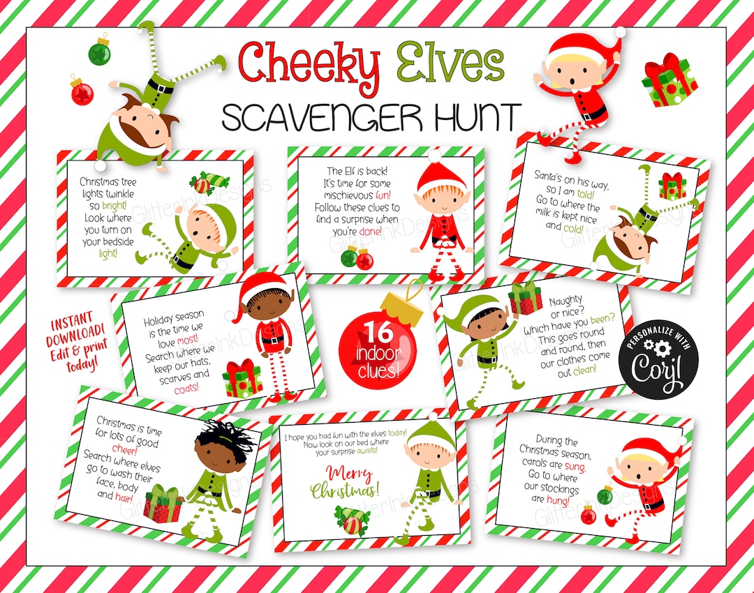 Christmas Elves Kids Treasure Hunt / Christmas Scavenger Hunt ...