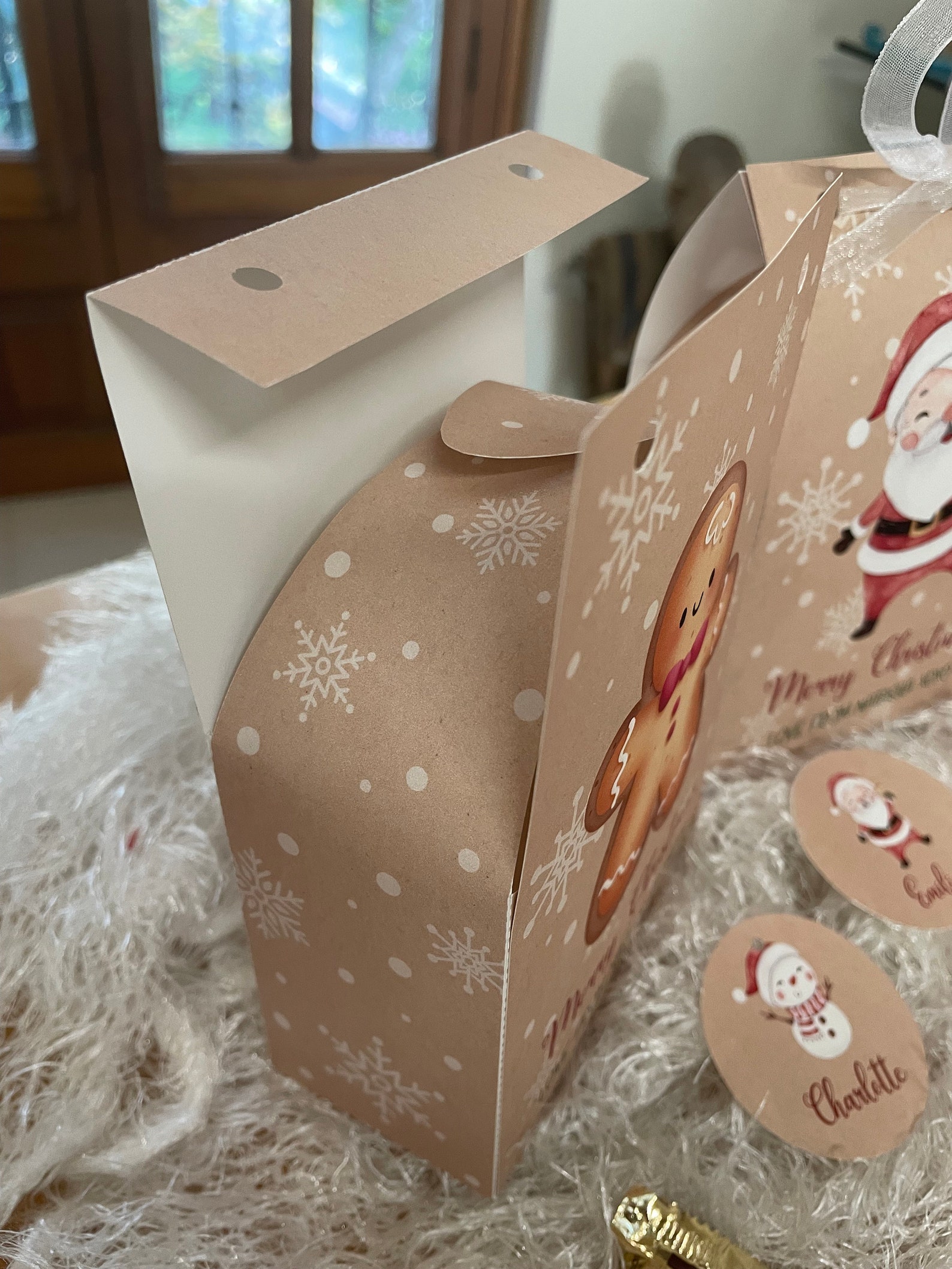 Printable Christmas Gift Box Set, Personalized Gingerbread Favor Boxes ...