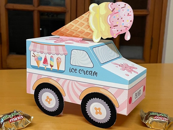 Ice cream truck printable favor box / DIY Ice cream party favors ...