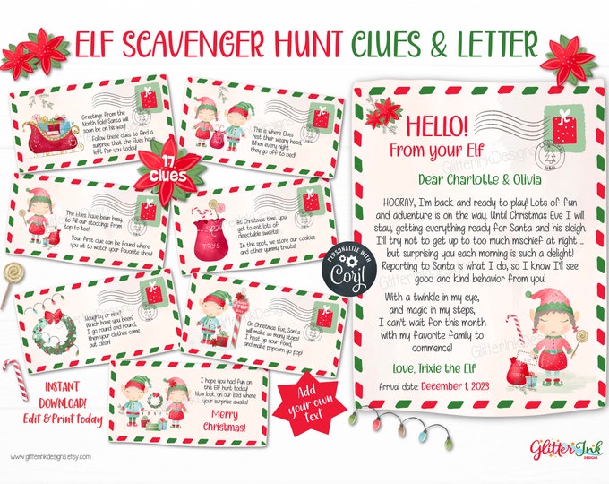 Elf Scavenger Hunt | Elf Props | Printable Elf Game | Christmas Elves ...