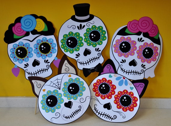 Day of the Dead photo booth props / Dia de los Muertos sugar skull ...