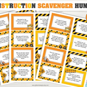 Construction Party Scavenger Hunt Clue Cards + Birthday Sign ...