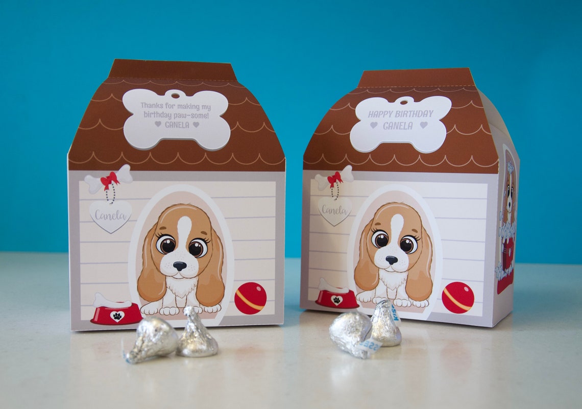 Puppy Dog Birthday Party Printable Dog House Favor Box TWO - Etsy