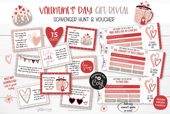 Valentine's Day surprise concert or game reveal scavenger hunt and ...