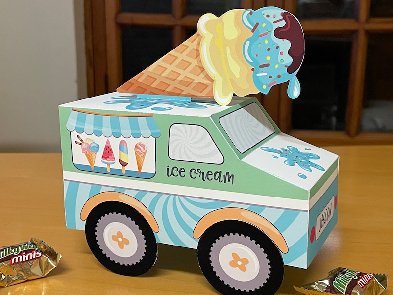 Ice Cream Truck Printable Favor Box / DIY Ice Cream Party Favors ...