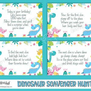 Dinosaur Party Scavenger Hunt / Roar Dinosaur Birthday Kids Treasure ...