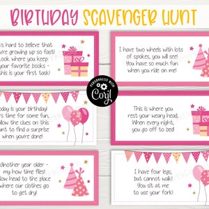 Birthday Party Scavenger Hunt Clue Cards & Sign / Kids Treasure Hunt ...