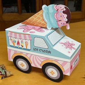 Ice Cream Truck Favor Box Printable Party Favors, Two Sweet Birthday ...