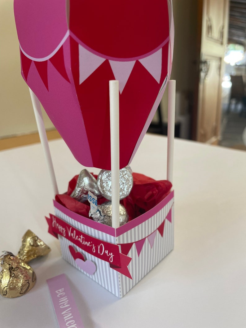 Valentine's Day Hot Air Balloon Favor Box / Valentines Day Gift Box ...