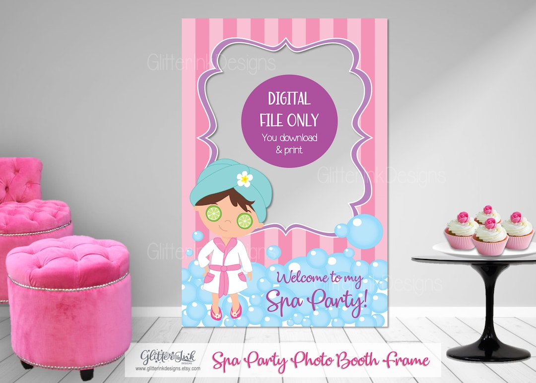 Spa Party Glam Diva Makeover Pink Green Purple Photo Booth Frame Prop ...