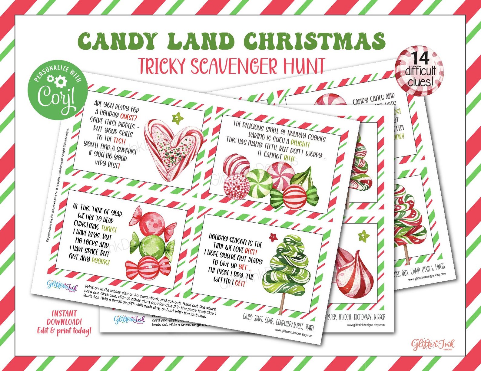 Teen Christmas Tricky Scavenger Hunt Riddles, Candy Cane Treasure Hunt ...