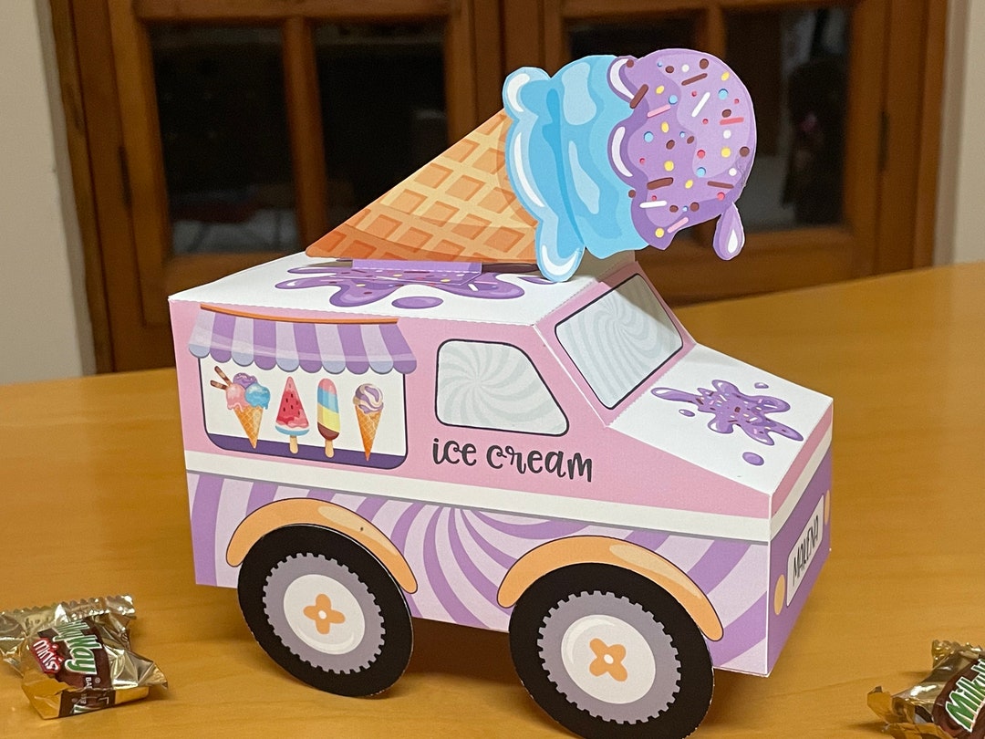 Ice Cream Truck Printable Favor Box / DIY Ice Cream Party Favors ...
