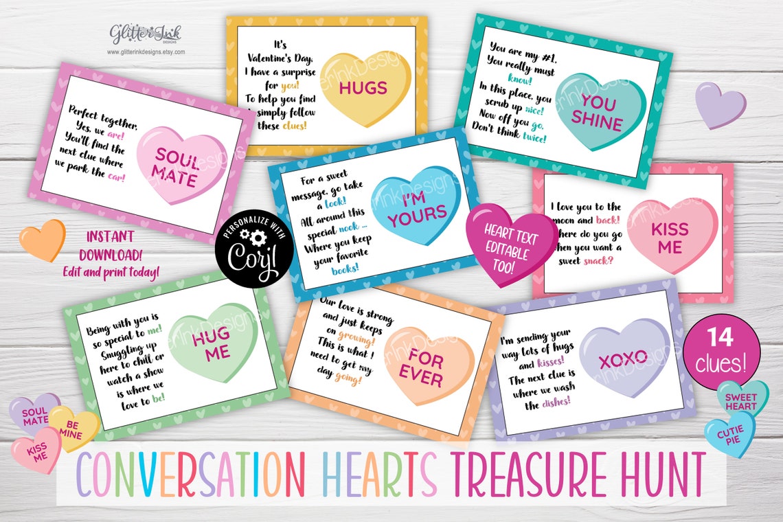 Valentine's Day Conversation Hearts Scavenger Hunt / - Etsy